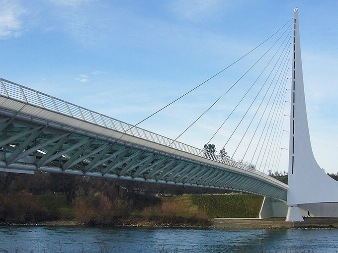 Redding's Sundial Bridge spans the Sacramento River like a harp string, catching sunlight and imaginations with equal brilliance.