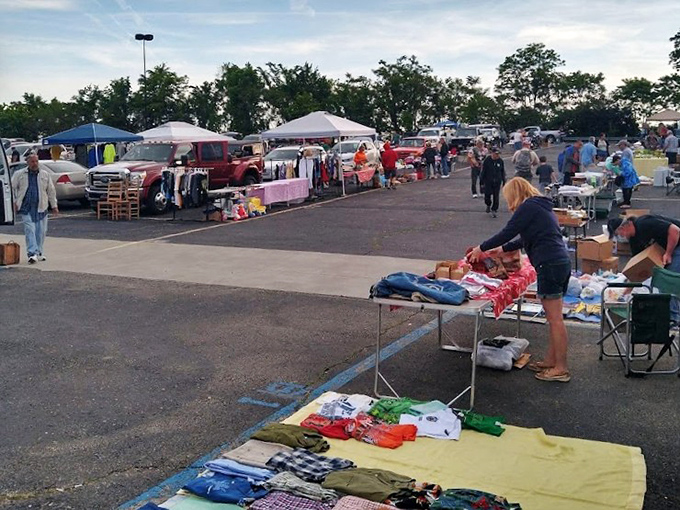 Treasure hunters scan tables at Rice's Market, where one person's castoffs become another's prized possessions.