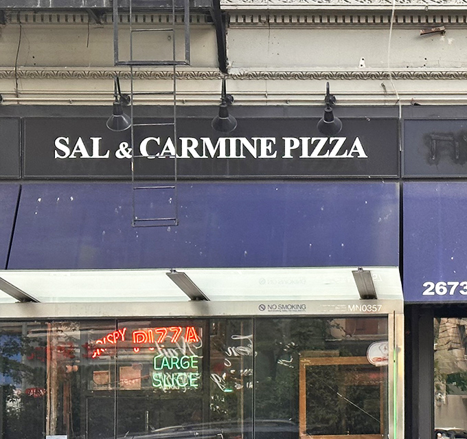 Sal and Carmine Pizza: Simple neon, serious pizza. This unassuming storefront houses slices that have fueled Upper West Siders for generations.