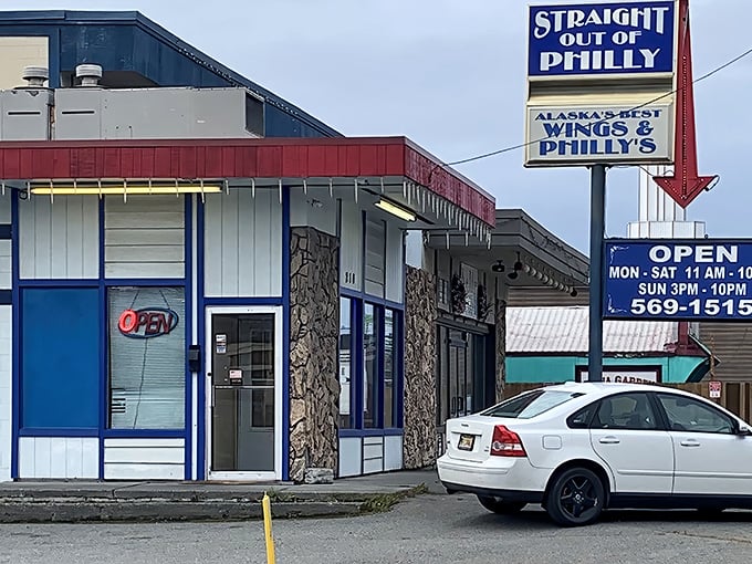 "Straight Out of Philly" &ndash; where Anchorage meets South Street in a blue-and-white cheesesteak paradise.