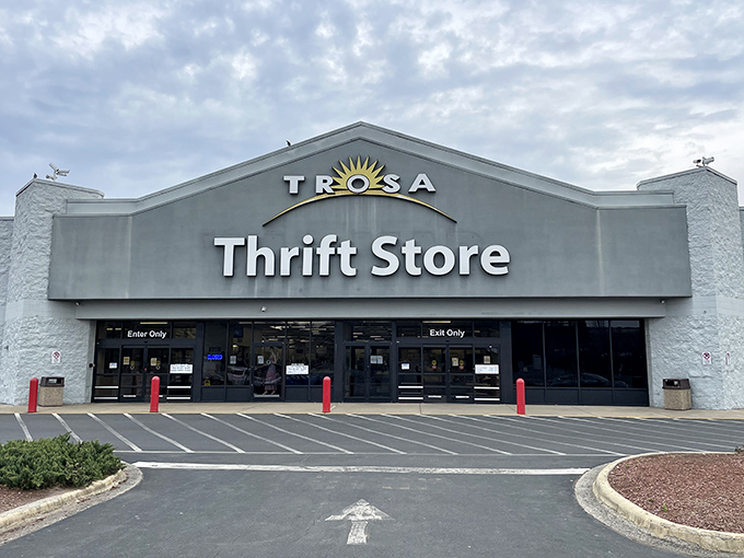 TROSA's massive storefront hints at the warehouse-sized wonderland of secondhand treasures waiting inside.