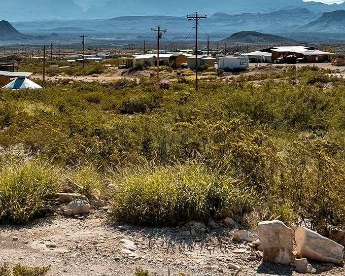 Desert landscape surrounds this former mining town where mountains meet wide-open West Texas sky.