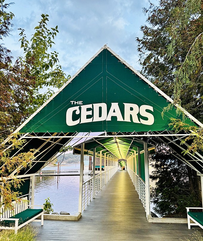 The Cedars' covered walkway isn't just an entrance &ndash; it's a runway for your taste buds to take flight over Lake Coeur d'Alene.