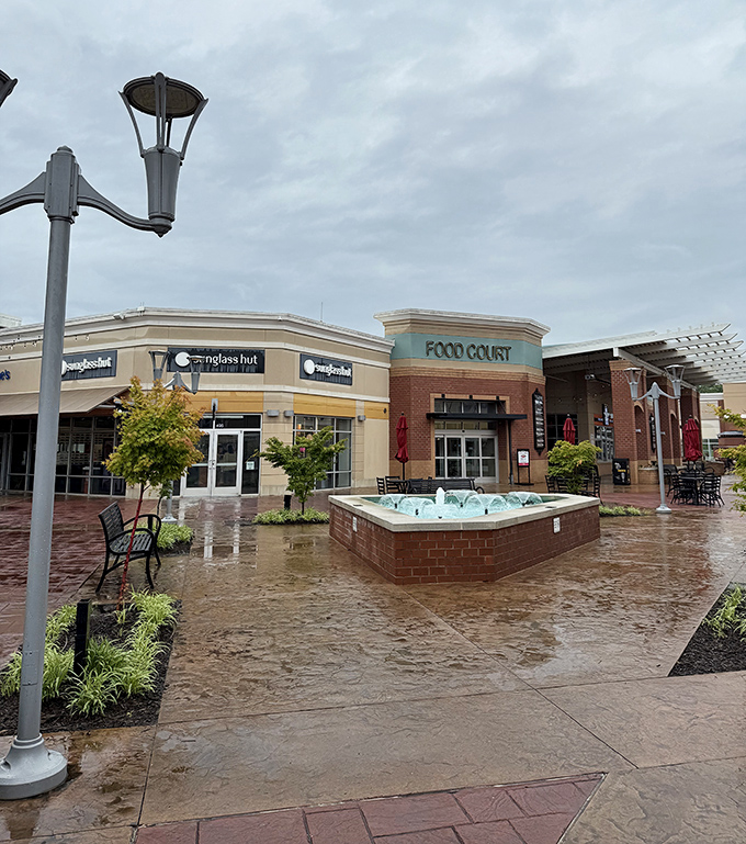 Outdoor shopping gets an upgrade with fountains and landscaping that make bargain hunting feel luxurious.