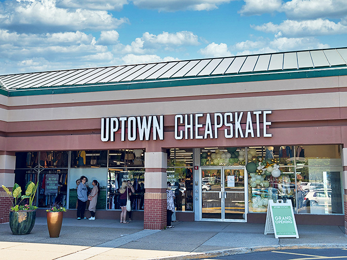 Uptown Cheapskate's pink facade stands out like a fashionable friend waving you over to share a style secret.
