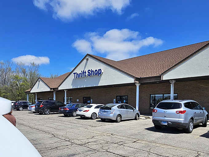 Sunlight bounces off AbleLight's parking lot, where each parked car represents someone inside discovering their next great find.