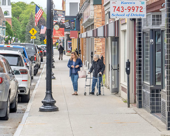 The road through Adams leads to adventure without emptying your wallet, with mountains beckoning in the distance.
