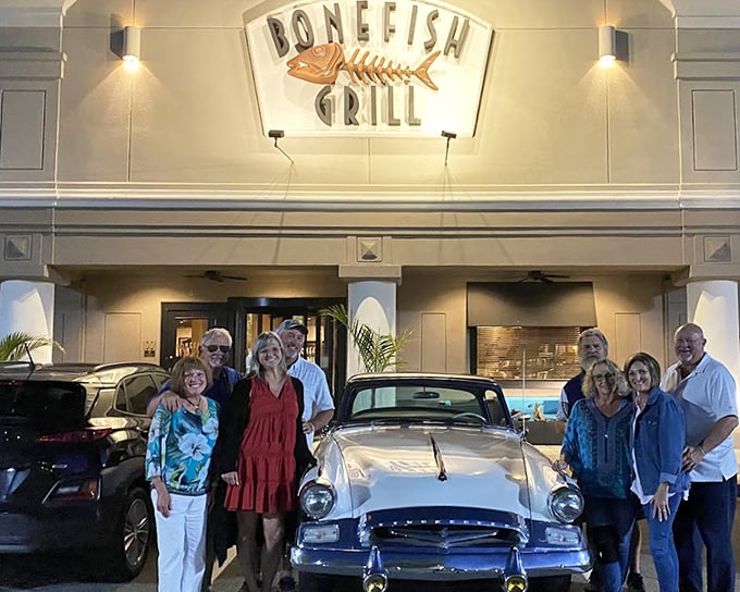 The classic signage of Bonefish Grill stands as a beacon for Bang Bang Shrimp enthusiasts across central Indiana.