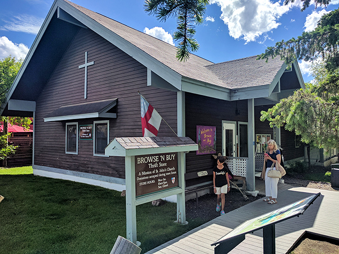 St. John's Church's Browse N Buy combines mountain charm with heavenly bargains. Even the cross looks pleased with the deals.