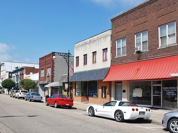 These storefronts in Covington nestle perfectly between rolling hills like a hidden gem.