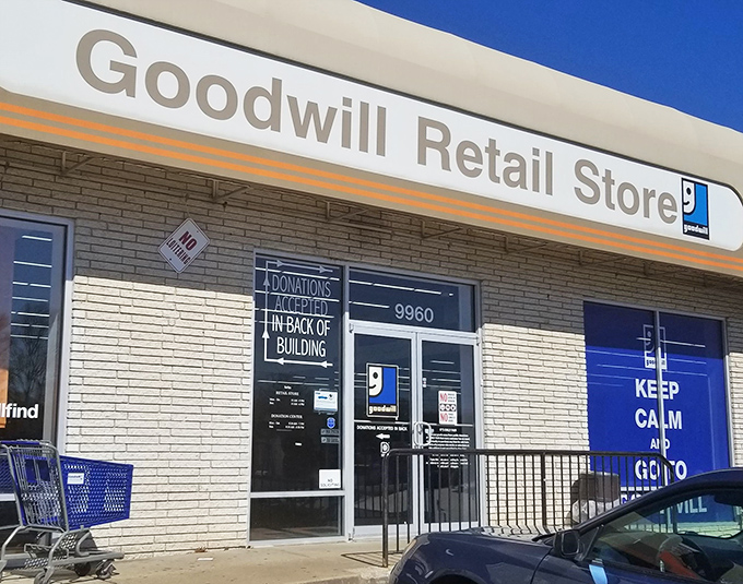 Doorway to discovery! Goodwill's clean lines and practical signage invite shoppers to hunt for treasures while supporting a worthy cause.