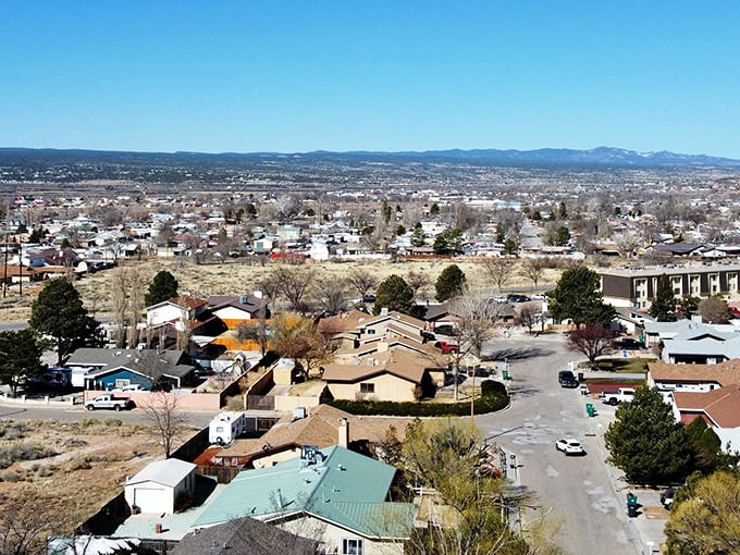 From this vantage point, you can almost hear the peaceful rhythm of small-town life echoing across Grants' sun-drenched landscape.