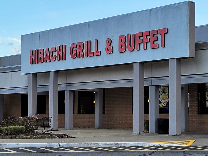 As evening approaches, those red letters glow with the promise of dinner and a show.