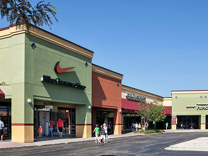 Johnson Creek Premium Outlets: That swoosh on the Nike store practically whispers, "Just do it... just buy it... you deserve those new running shoes!"