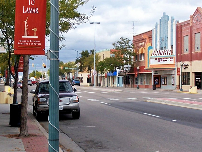Lamar welcomes visitors with its historic theater and locally-owned shops. Norman Rockwell would feel right at home here!