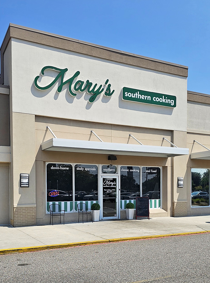 Mary's clean storefront with its green signage promises fresh Southern cooking that delivers on all counts.