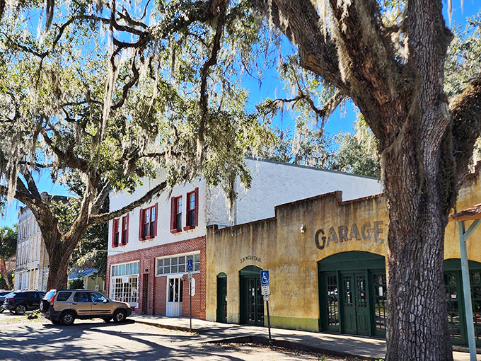 Spanish moss drapes these historic buildings like nature's own decorator decided Micanopy needed some Southern gothic flair.