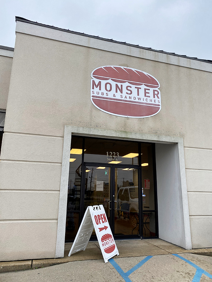 That "Open" sign is your invitation to sandwich nirvana &ndash; Monster Subs keeps it simple outside, spectacular inside.