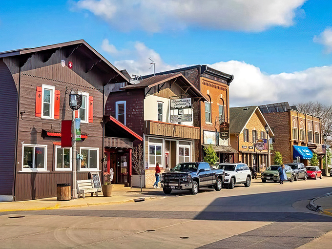 The streets of "America's Little Switzerland" showcase delightful chalet-style buildings where you can practically hear yodeling echoing through the hills.