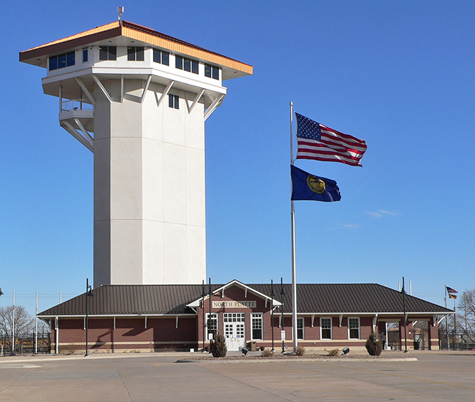 The Golden Spike Tower stands tall in North Platte, much like your retirement savings will when living in this affordable gem!