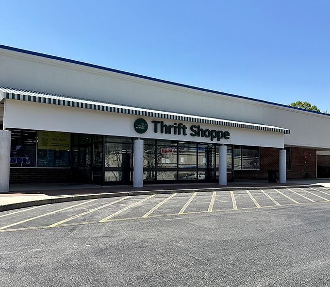 Simple and straightforward, this thrift shop proves you don't need fancy signage when your bargains speak volumes.