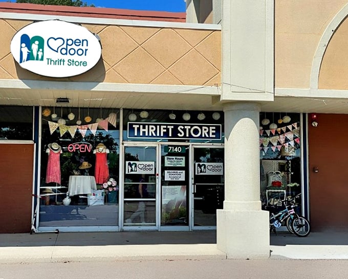 Window displays at Open Door showcase the creative possibilities waiting inside. Even the storefront tells a story of unique finds.