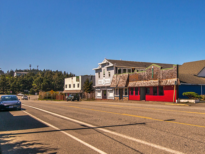 This red building stands proud against the coastal elements like a lighthouse for landlubbers.