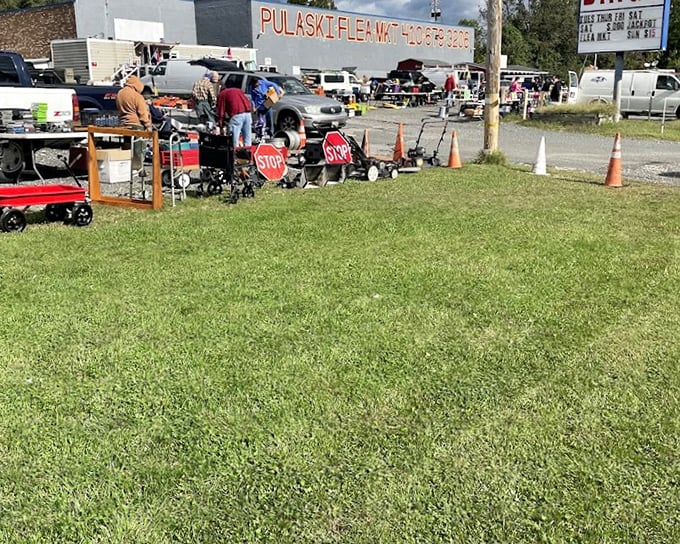 Weekend warriors armed with shopping lists and hope converge at Pulaski, where stop signs mark the entrance to bargain paradise.