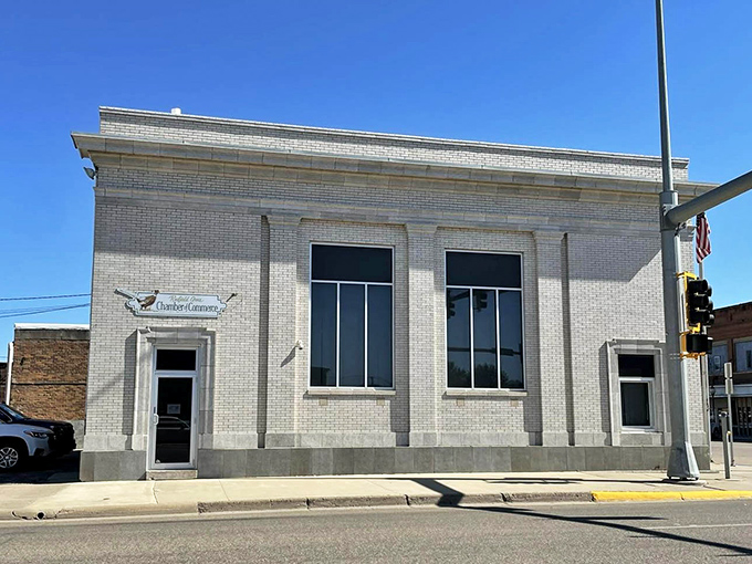 This classic white brick building in Redfield isn't just architecture—it's a symbol of the affordable, no-nonsense lifestyle that makes small-town living magical.