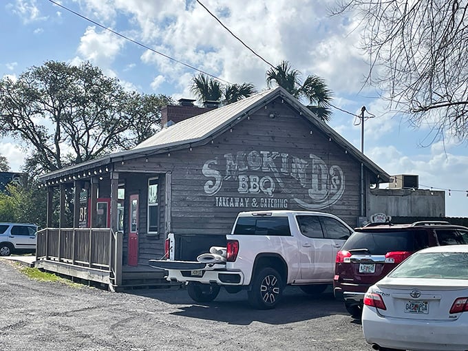The weathered sign at Smokin' D's tells you everything you need to know. Authentic BBQ doesn't need neon lights.