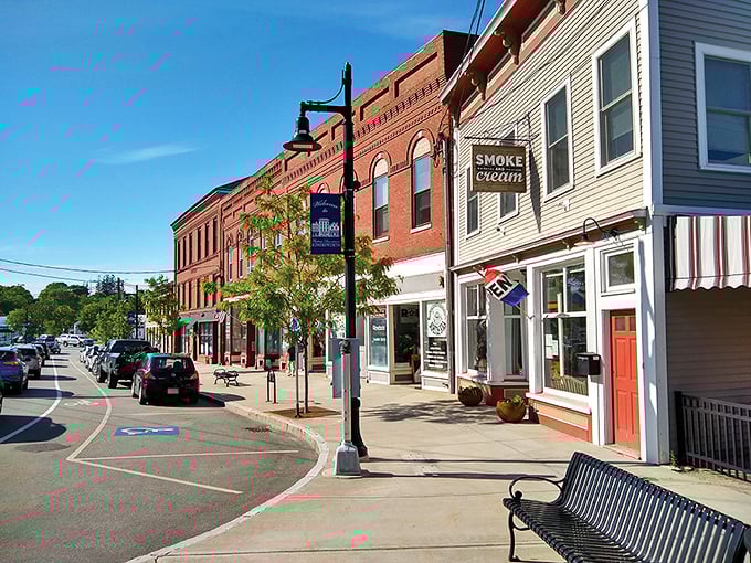Somersworth's colorful downtown invites exploration with its mix of historic buildings and modern shops along Main Street.