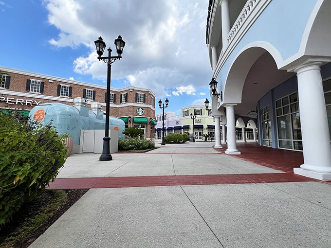 Charleston’s pastel buildings create the perfect backdrop for a day of serious outlet shopping.