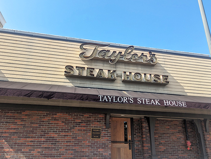 Classic brick exterior by day, Taylor's transforms into a carnivore's paradise by night. No Instagram filters needed for these steaks.