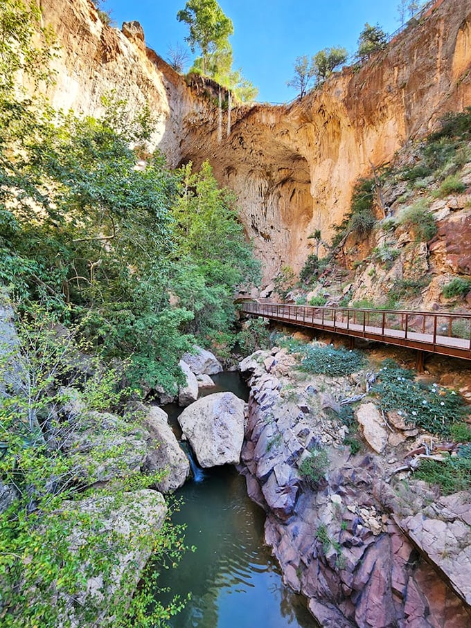 Walking the bridge trail feels like stepping into Earth's workshop, where water sculpts stone into impossible beauty.