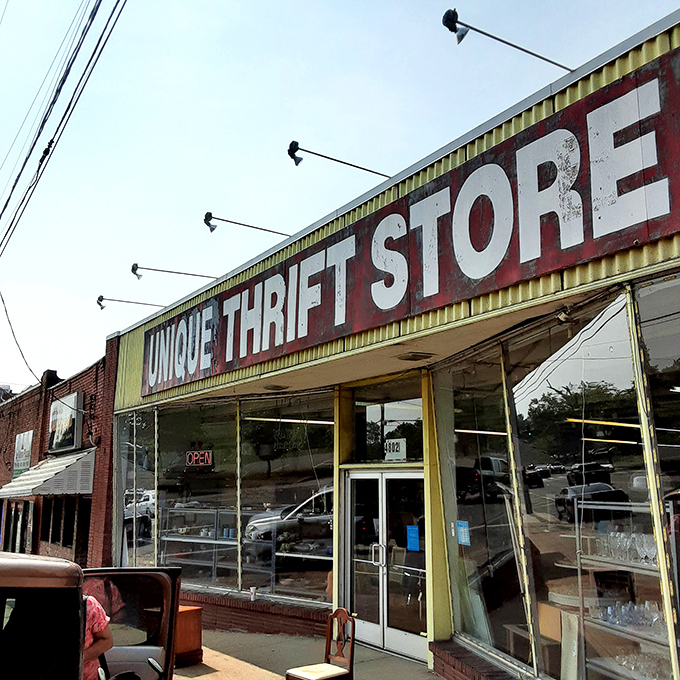 Those sidewalk chairs aren't just for show—they're for when your shopping companion needs a breather!