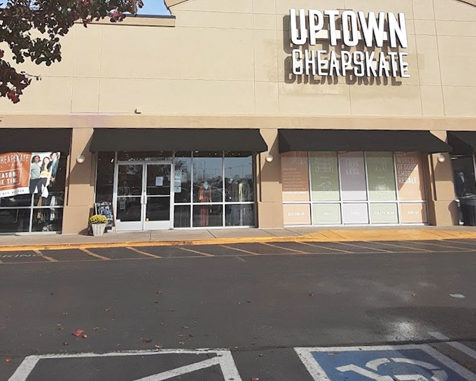 Clean lines and modern styling make Uptown Cheapskate look more like a boutique than a secondhand shop.
