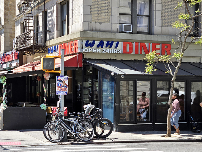 When those late-night hunger pangs hit, WaHi's bright sign shines like a beacon of breakfast hope. Eggs anytime!