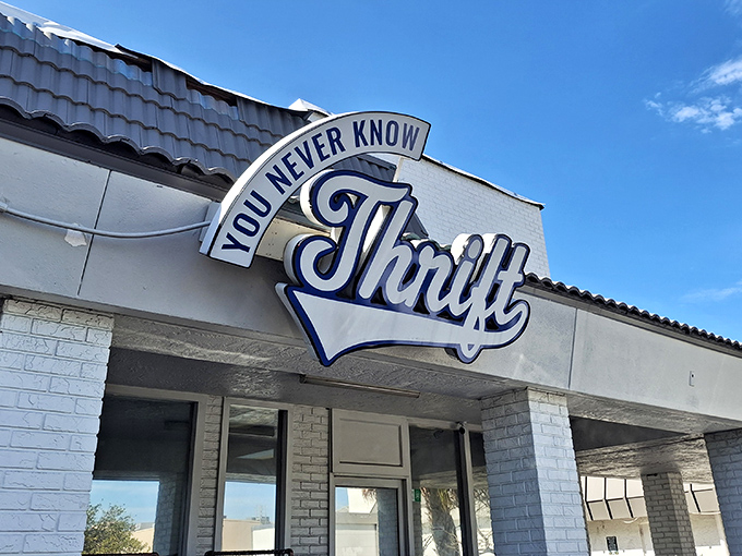 The cozy storefront with its clever signage invites curious shoppers to discover what treasures await today.