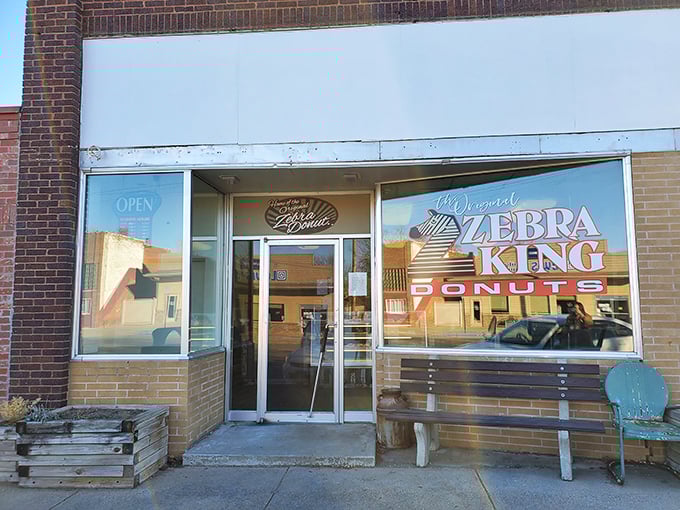 The entrance to Zebra King &ndash; where the humble exterior belies the extraordinary donut magic happening inside.