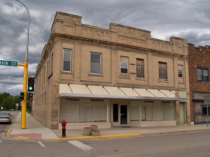 The 1907 Hamelton Block whispers stories of a bygone era when these brick facades witnessed the town's earliest entrepreneurs.