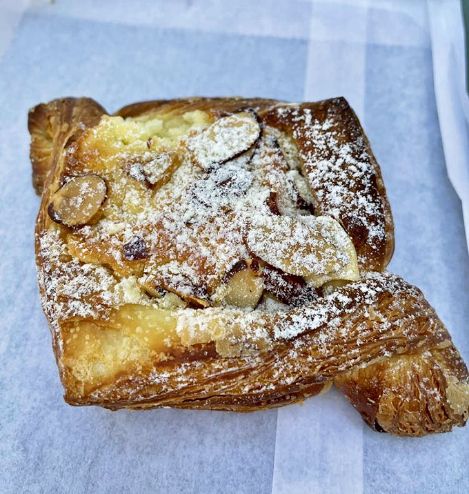 Layers upon layers of buttery perfection. This almond croissant doesn't just flake&mdash;it shatters into delicious shards that somehow always land on your favorite shirt.