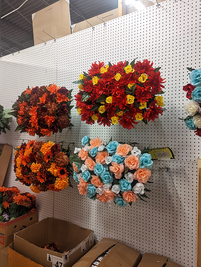 Artificial blooms that never wilt, fade, or need watering. Perfect for those of us whose thumbs are decidedly not green but whose decorating ambitions remain colorfully optimistic.