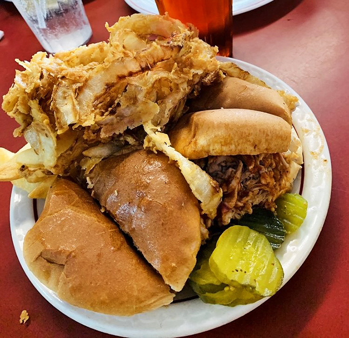 A sandwich that requires both hands and several napkins is always a good sign. This one's piled high enough to make a cardiologist nervous.