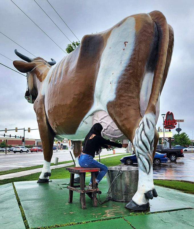 The backside view that launched a thousand jokes. Bessie's sculptors spared no anatomical detail, much to the delight of giggling visitors.