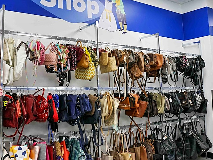 Handbag heaven! From designer lookalikes to genuine vintage finds, this wall of possibilities has your next conversation piece.