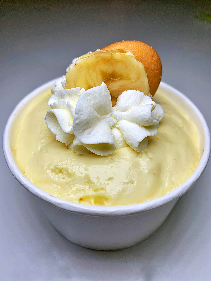 Banana pudding that makes time stand still. That vanilla wafer and fresh banana slice on top is like the cherry on a sundae&mdash;but infinitely better.