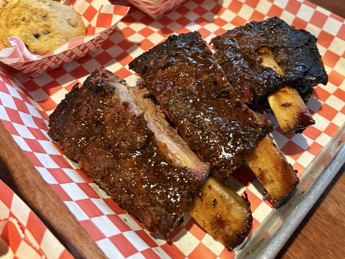 Beef ribs so substantial they look like something Fred Flintstone would order. Primal, glorious, and worth every napkin you'll need. 