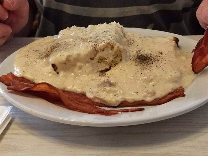 Biscuits and gravy so rich and creamy, you'll want to write home about it&mdash;or just order seconds.