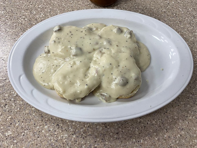 Biscuits and gravy so good they'd make your Southern grandmother nod in approval while secretly asking for the recipe.