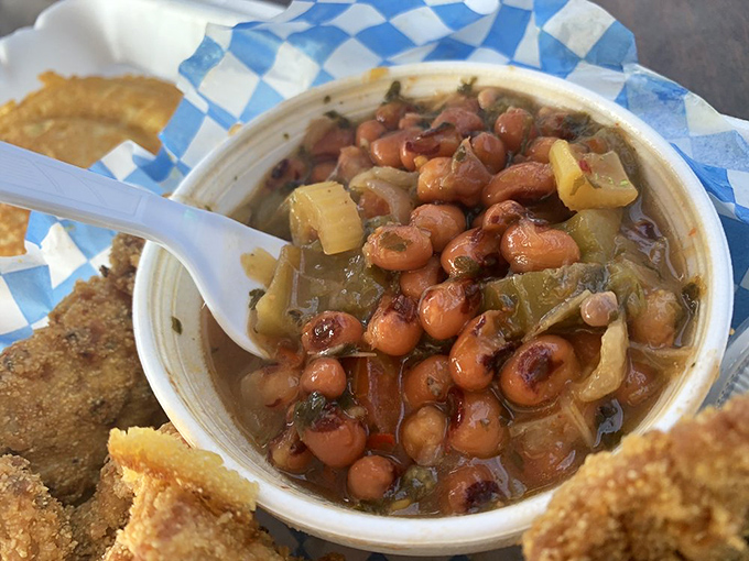 These black-eyed peas have clearly seen the promised land of flavor, swimming with tender vegetables in a broth that's been simmering since breakfast. 